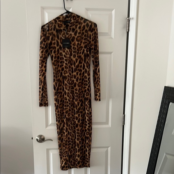 Fashion Nova | Dresses | Jlux Label Leopard Print Sheer Midi Dress ...